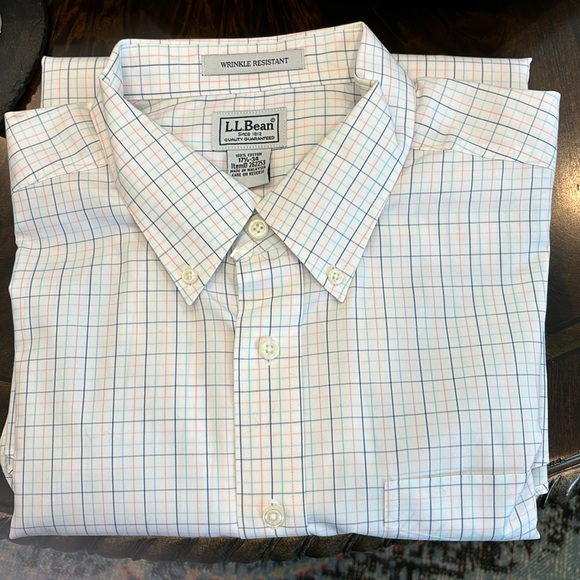 L.L. Bean | Shirts | Ll Bean Cotton Wrinkle Resistant Plaid Button Down Shirt 75 X 34 Euc | Poshmark